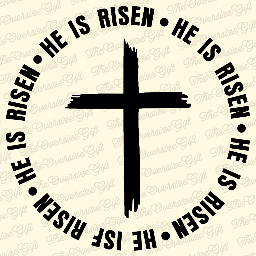 He is Risen Christian Cross Design Circle God, Faith in Jesus Design ...
