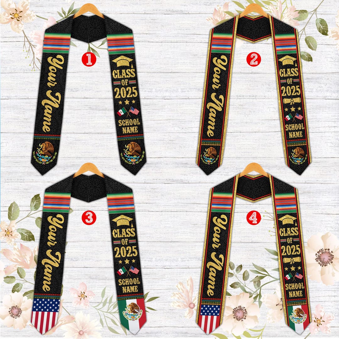 Personalized Mexico Graduation Stole 2025, Custom Graduation Stole ...
