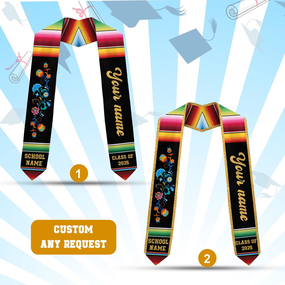 Custom Mexican Graduation Sash, Personalized Graduation Stole, Mexican ...