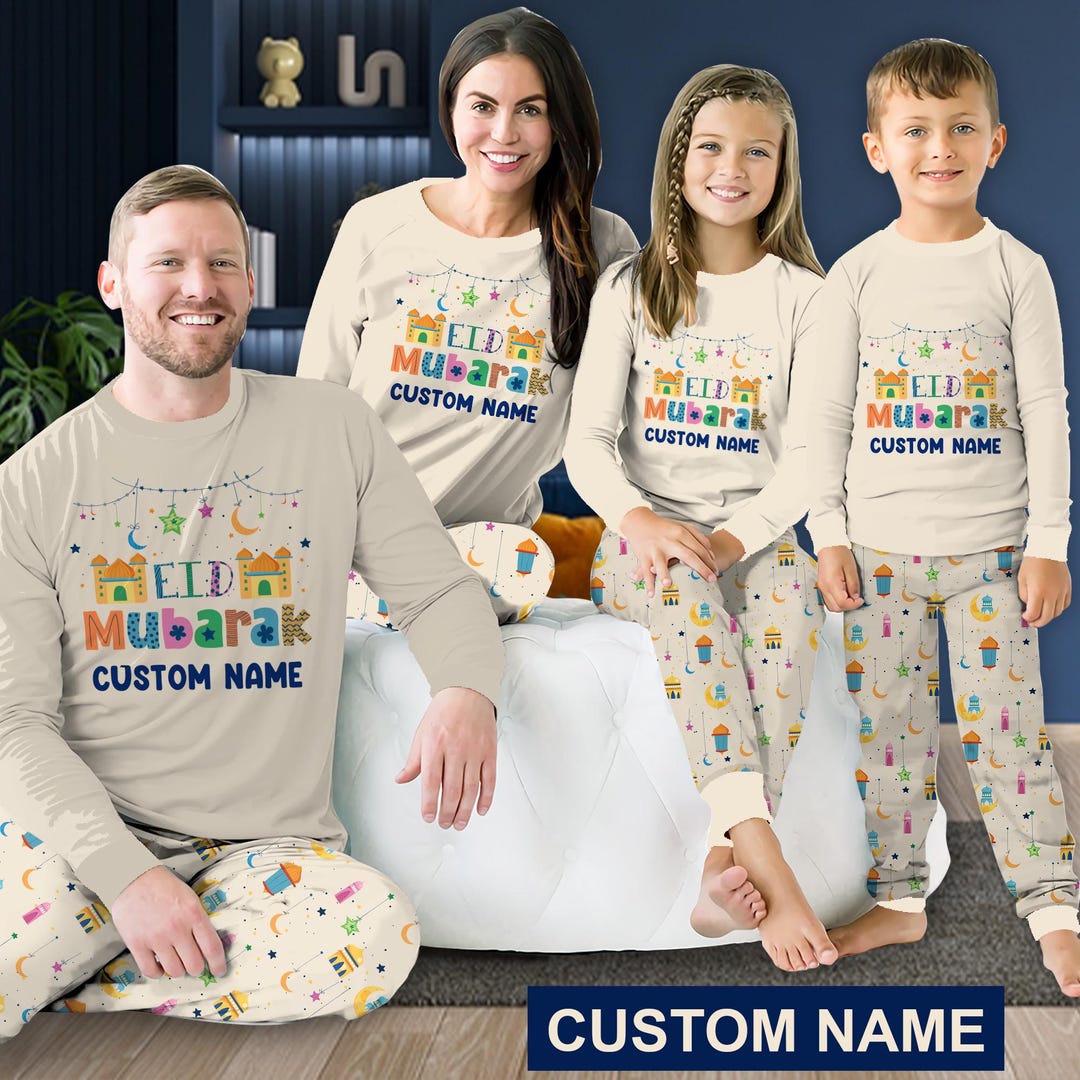 Personalized Ramadan Mubarak Pajamas, Custom Name Eid Mubarak Pajamas ...
