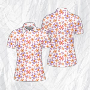Floral Golf Polo Shirt, Flower Golfer Women Polo, Matching Golf Team ...