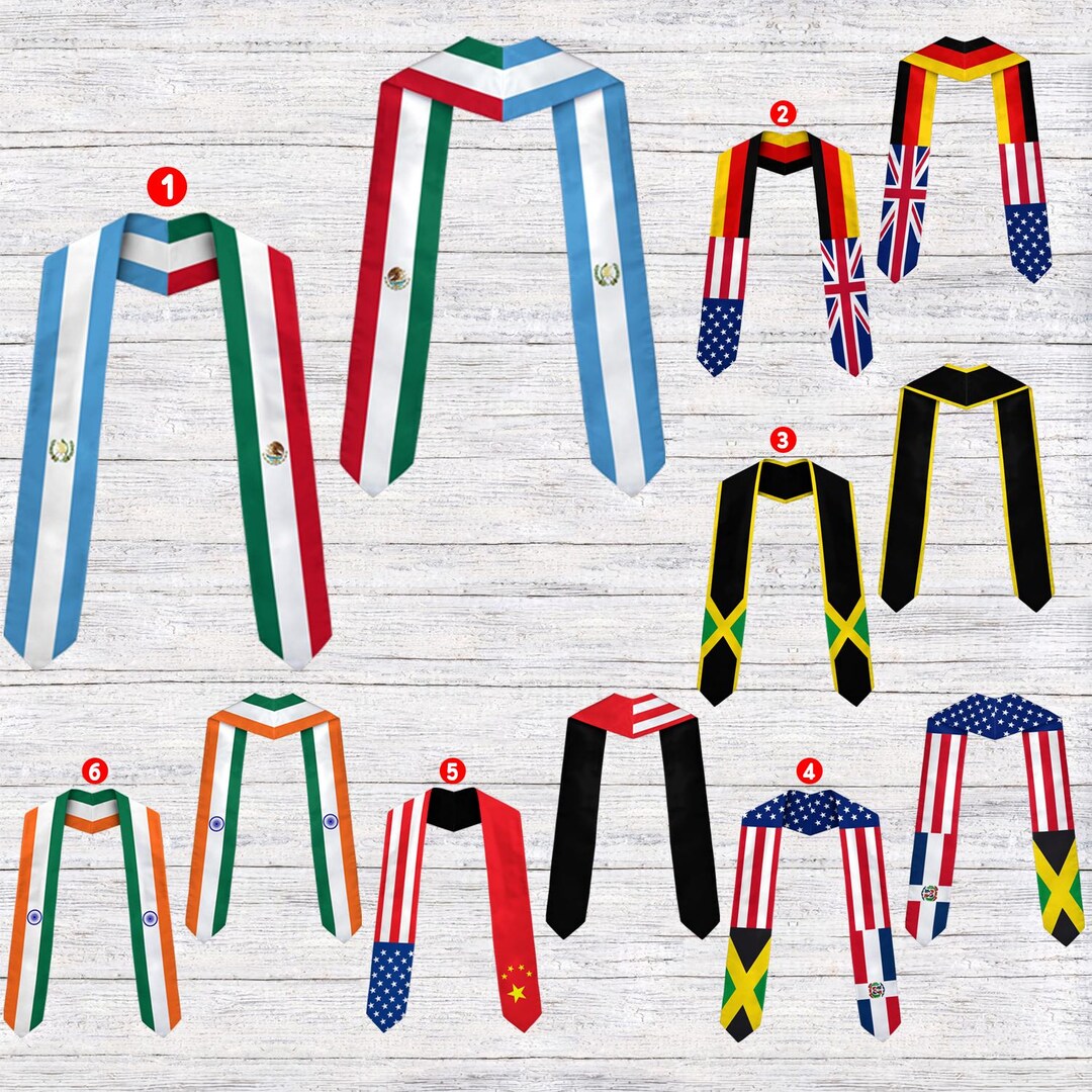 Custom Mixed Flag Graduation Stole, Class of 2025 Graduation Stole ...