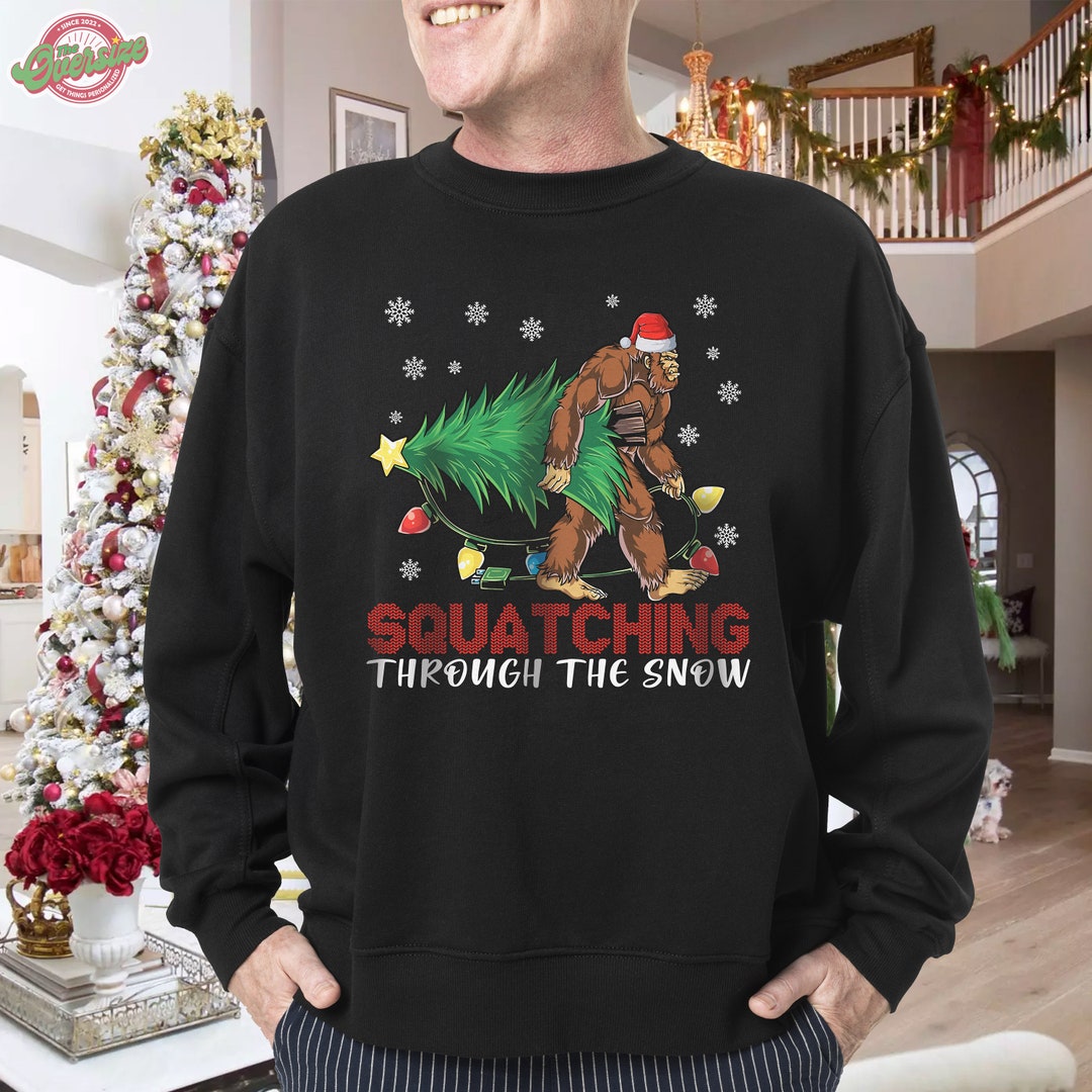 Squatching Through the Snow Bigfoot Christmas Tree Hoodie - Etsy