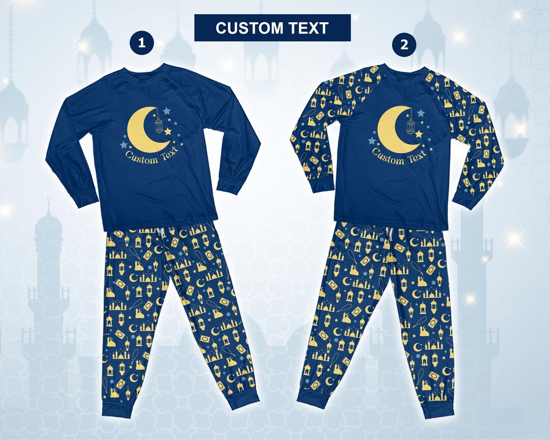 Ramadan Mubarak Pajamas, Eid Mubarak Crescent Moon Long Sleeve Two ...
