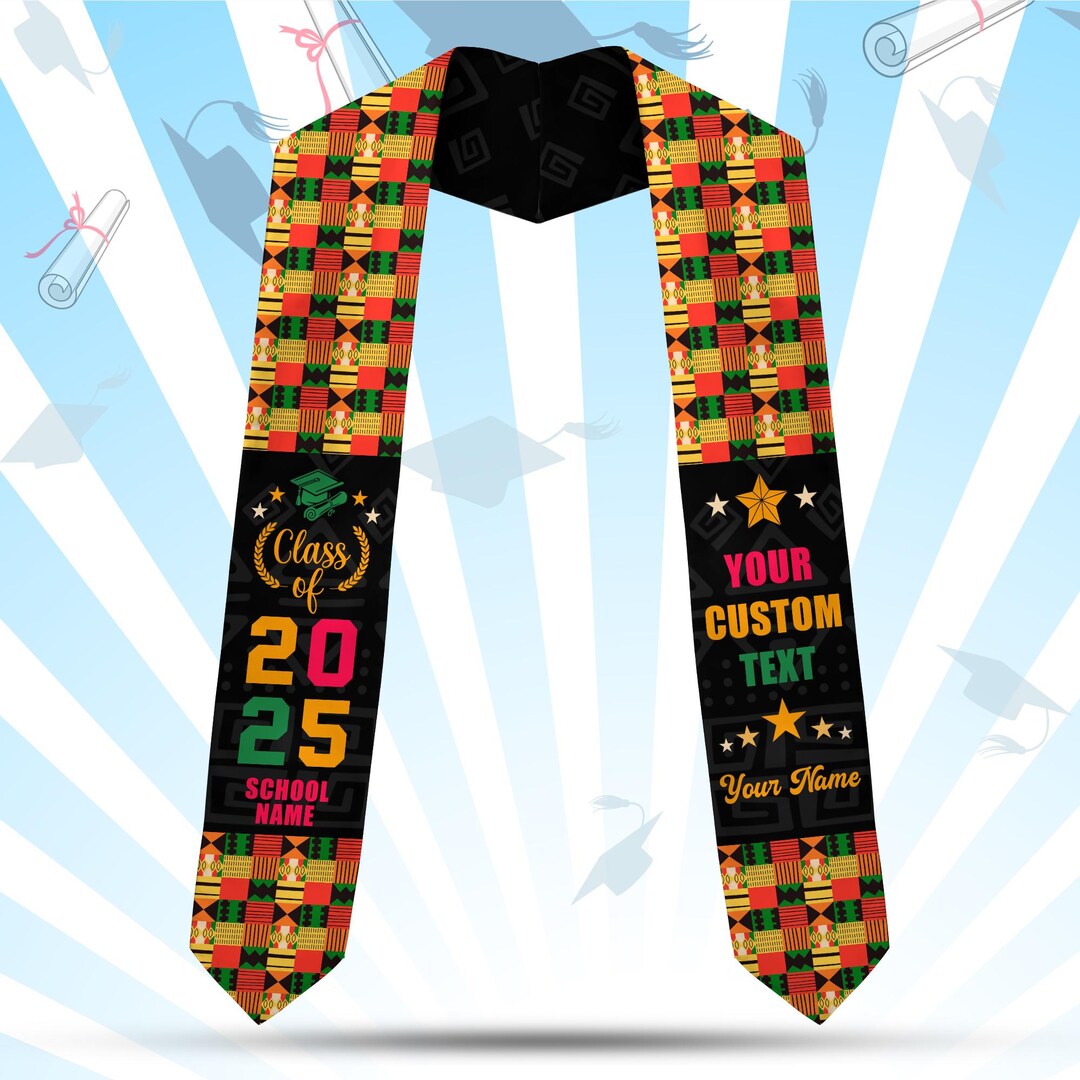 Personalized African Graduation Stole, Custom African Graduation Sash ...
