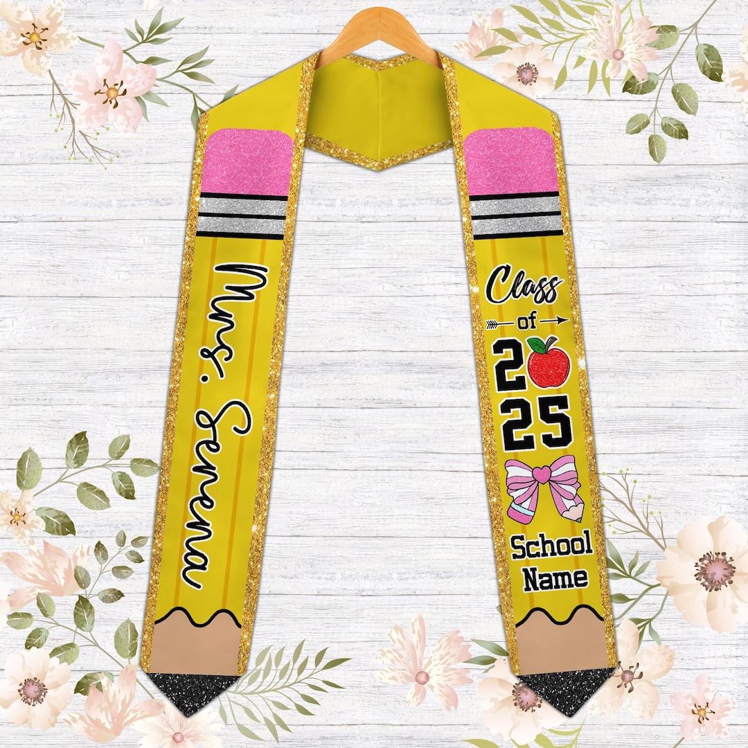 Personalized Teacher Graduation Stole, Custom Graduation Stole Class of ...