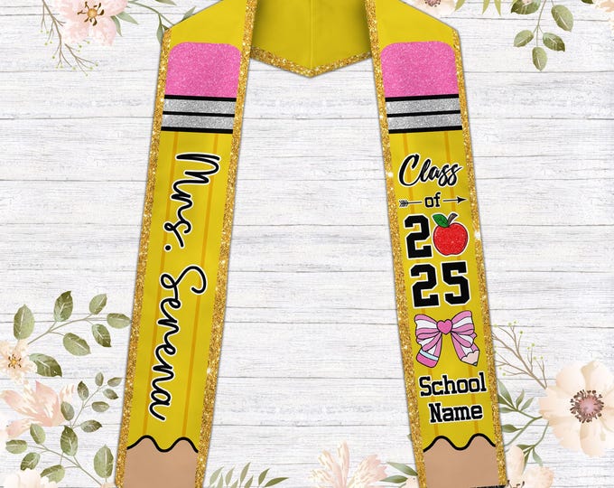 Personalized Teacher Graduation Stole, Custom Graduation Stole Class of ...