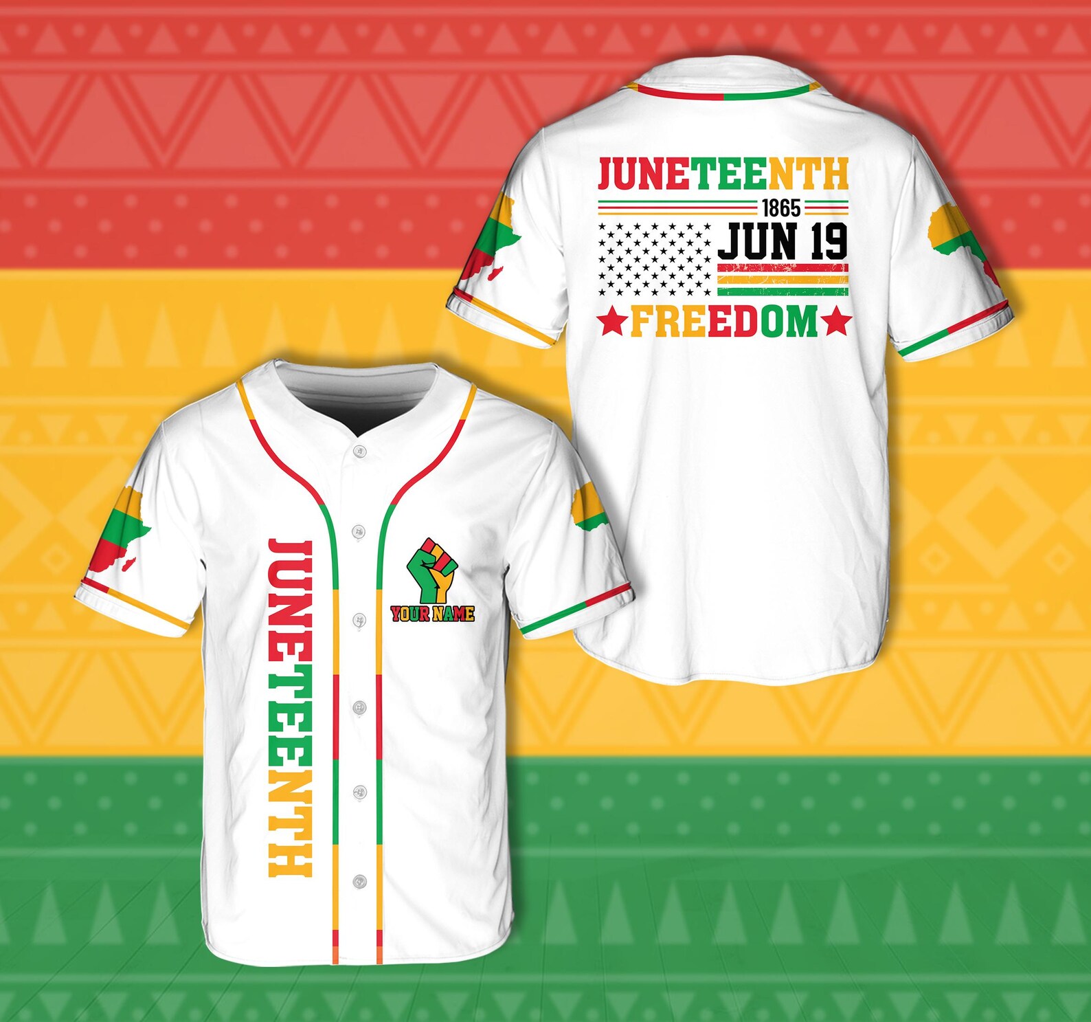 Personalized Juneteenth 1865 Freedom Baseball Jersey, Custom Black ...