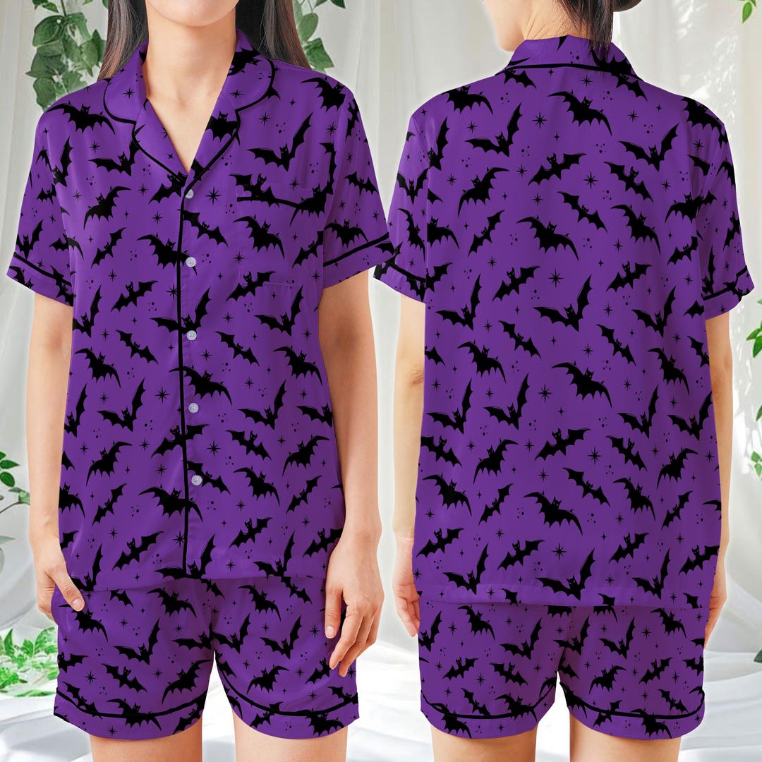 Spooky Bat Halloween Pajama Set, Halloween Sleepwear, Spooky Season ...