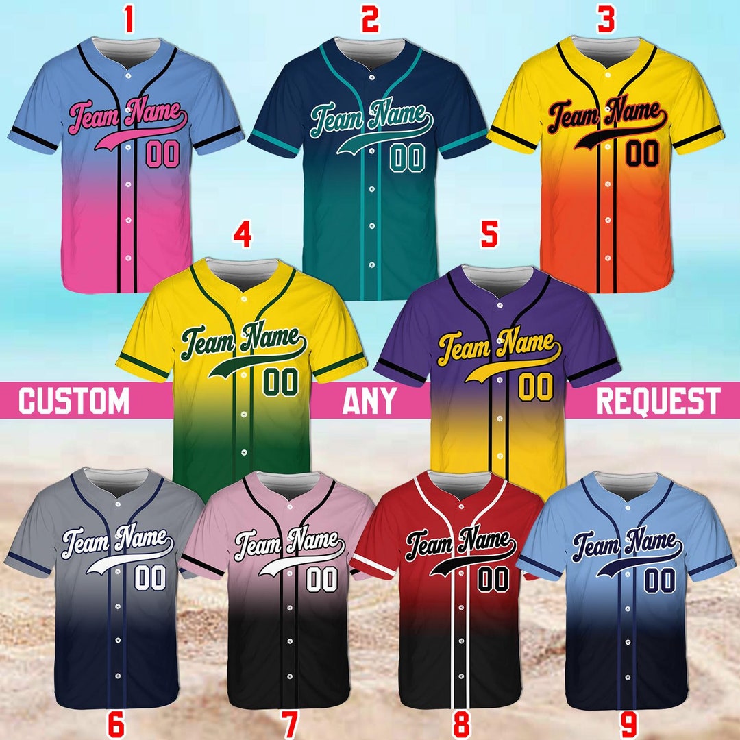 Personalized Fade Baseball Jersey, Custom Color Team Name and Number ...
