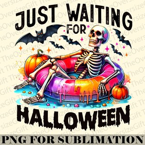 Just Waiting for Halloween Skeleton Relaxation, Colorful Beach Float ...