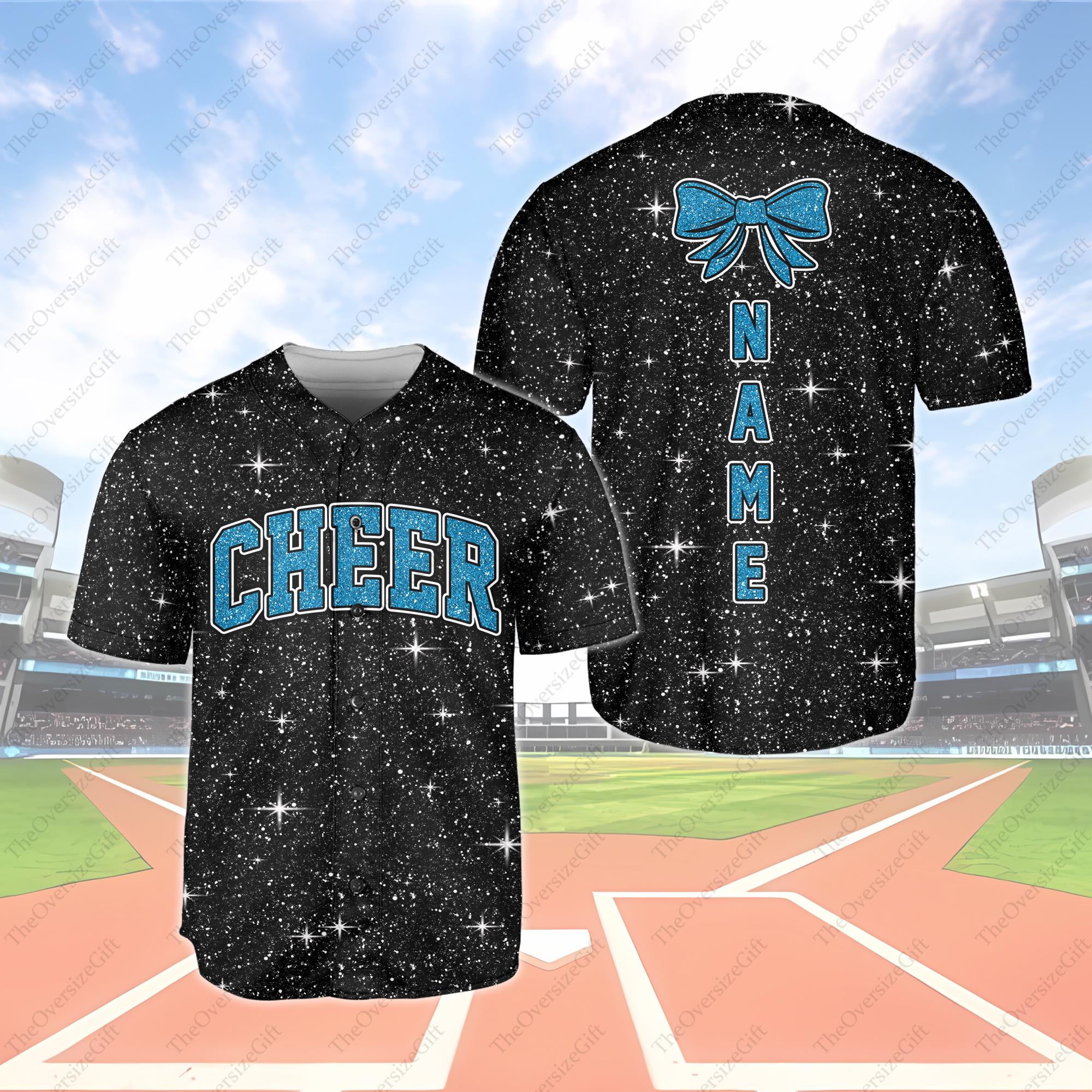 Personalized Glitter Cheer Team Baseball Jersey, Custom Name Team Name ...