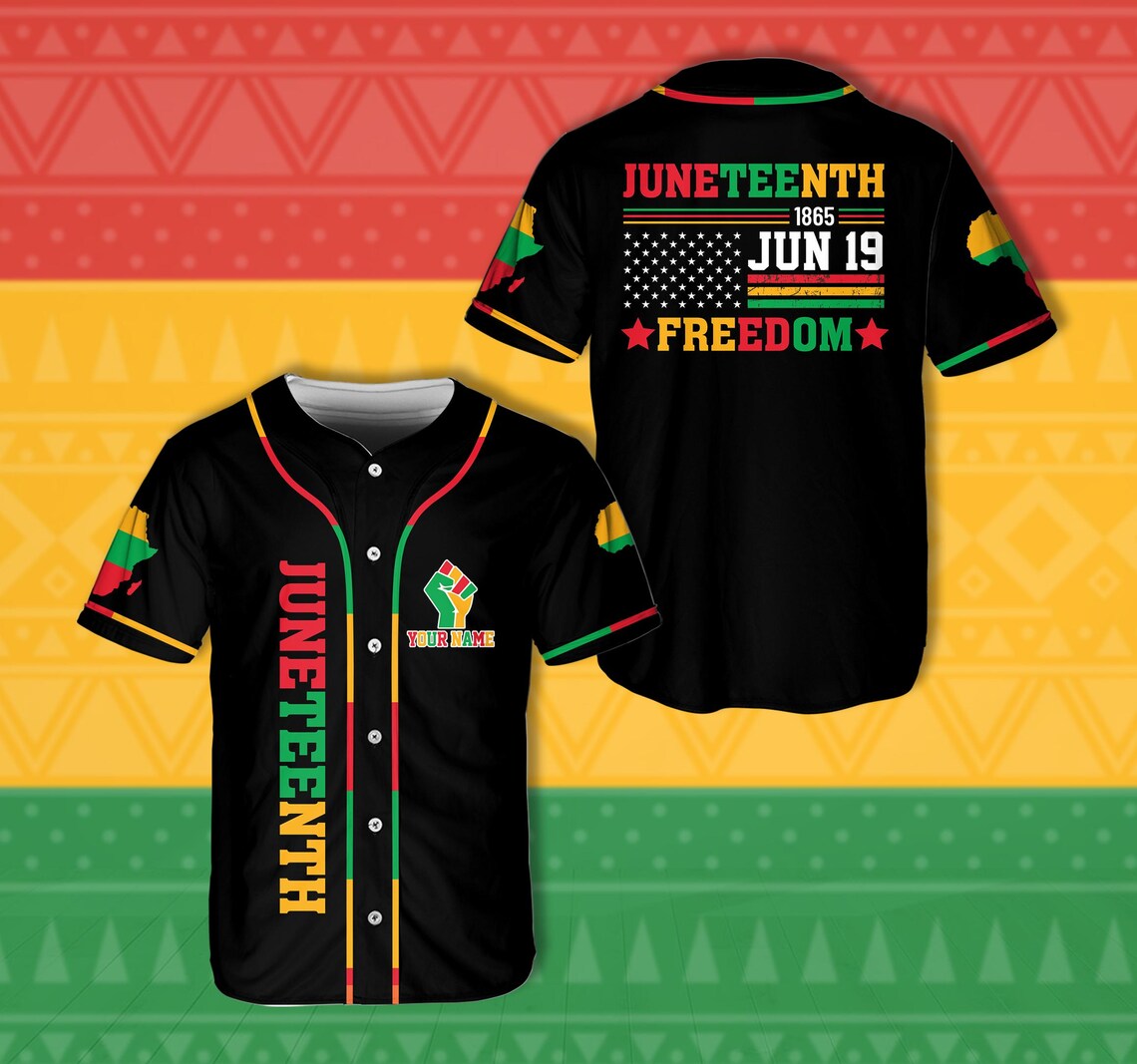 Personalized Juneteenth 1865 Freedom Baseball Jersey, Custom Black ...