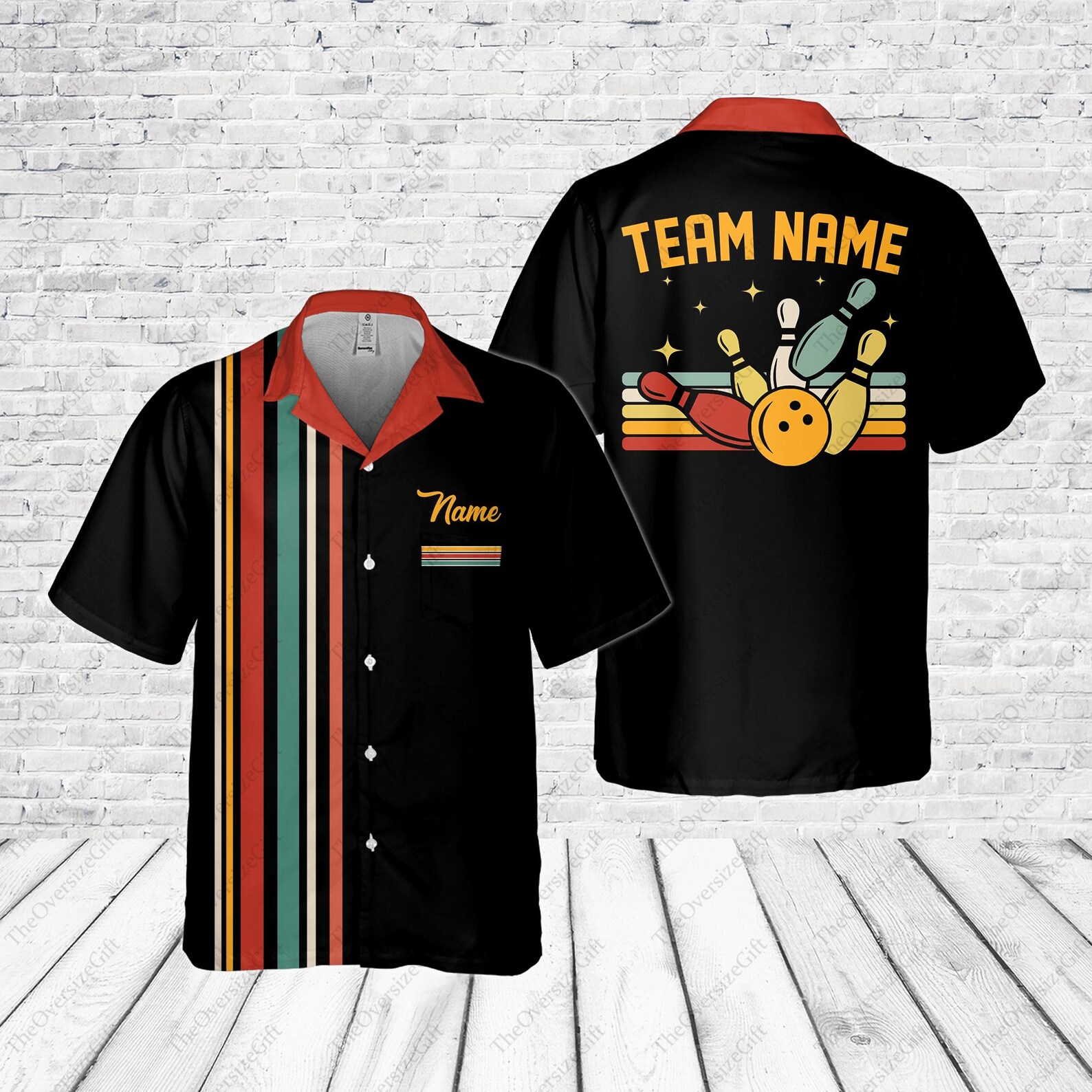 Personalized Retro Bowling Pocket Hawaiian Shirt, Custom Name Bowler ...