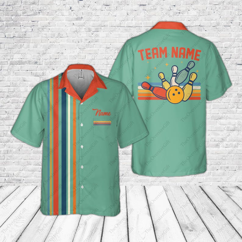 Personalized Retro Bowling Pocket Hawaiian Shirt, Custom Name Bowler ...