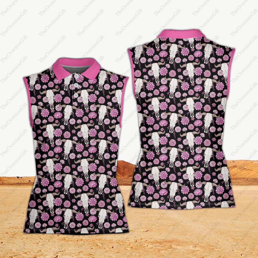 Western Bull Skull Golf Polo, Tee Haw, Let's Go Girls Golfer Women ...