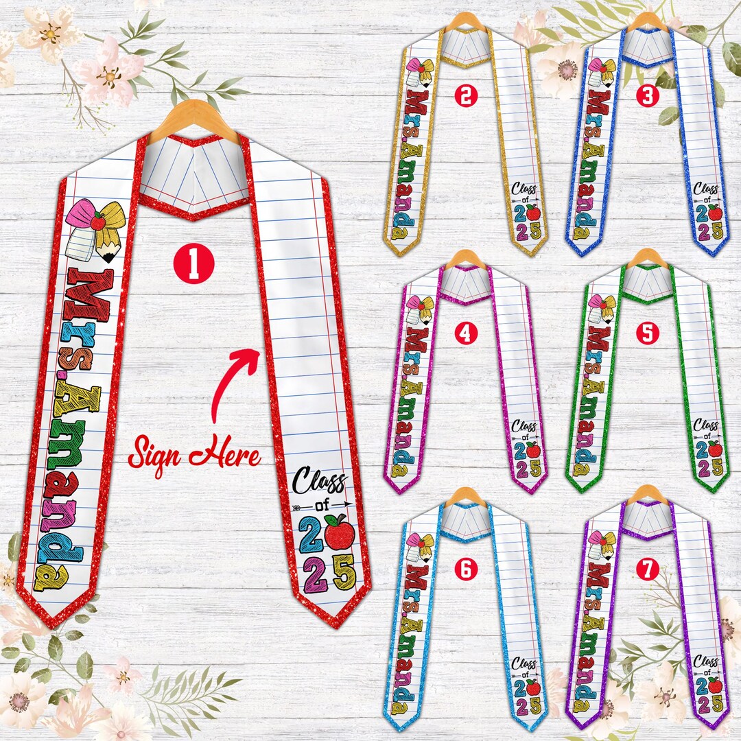 Custom Graduation Stole Class of 2025, Personalized Teacher Graduation ...