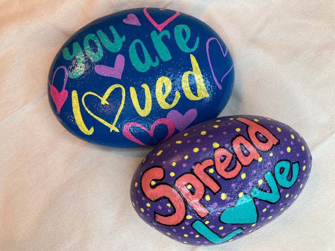 Hand Painted Inspirational Happy Kindness Rocks - Etsy