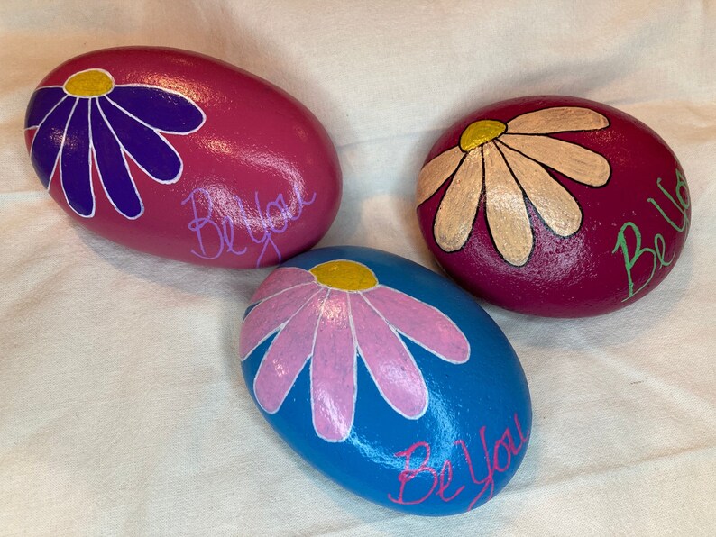 Colorful Stones Happy Rocks be You Easter Flower Spring Theme - Etsy