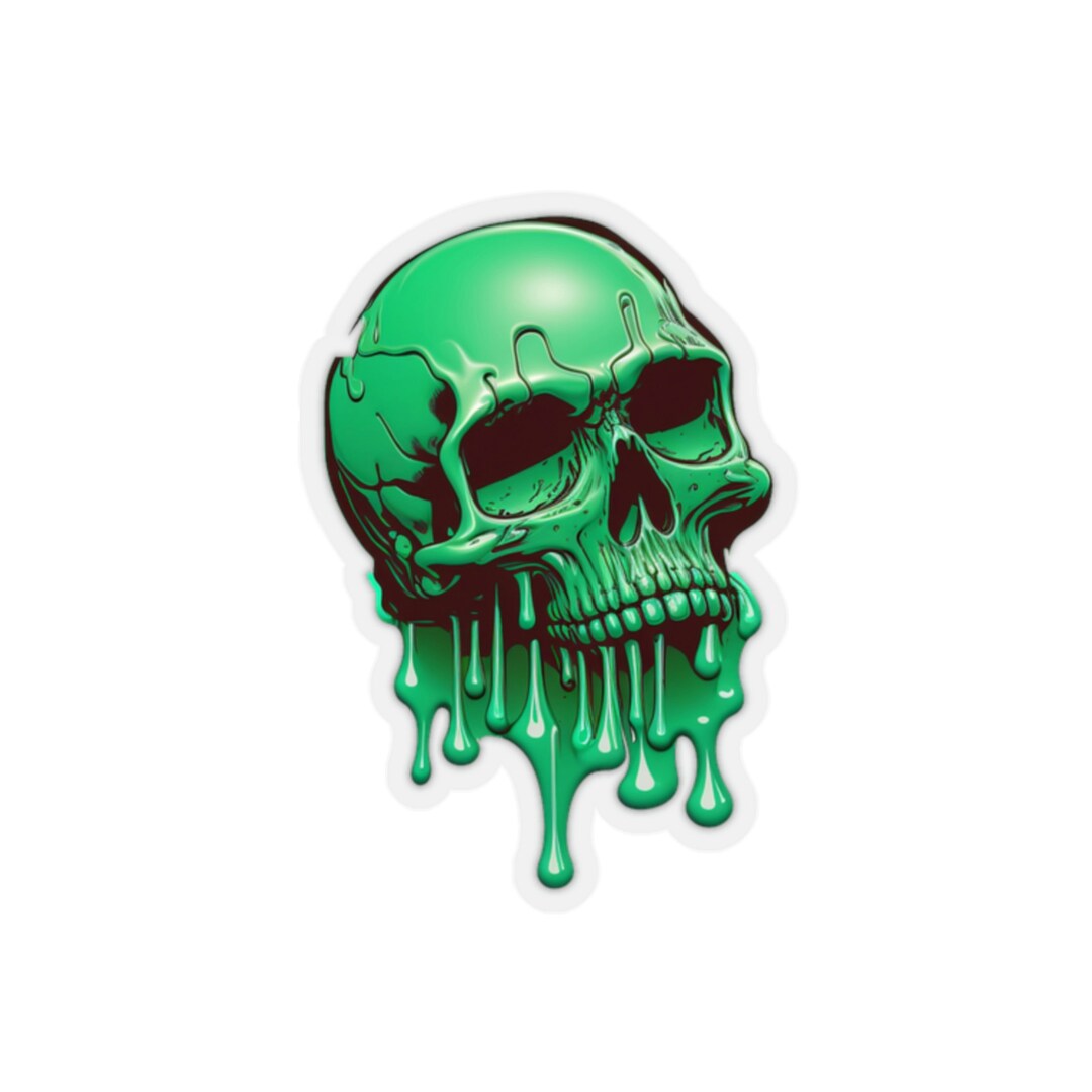 Melting Green Skull Sticker, Skull Sticker, Skeleton Sticker, Sticker ...