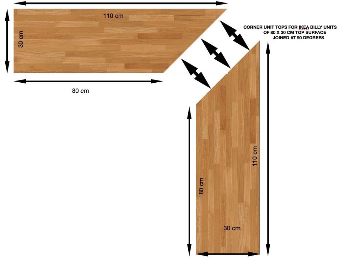 BILLY CORNER Unit Beech Top Cover for Ikea Bookshelf | Solidwood Beech ...
