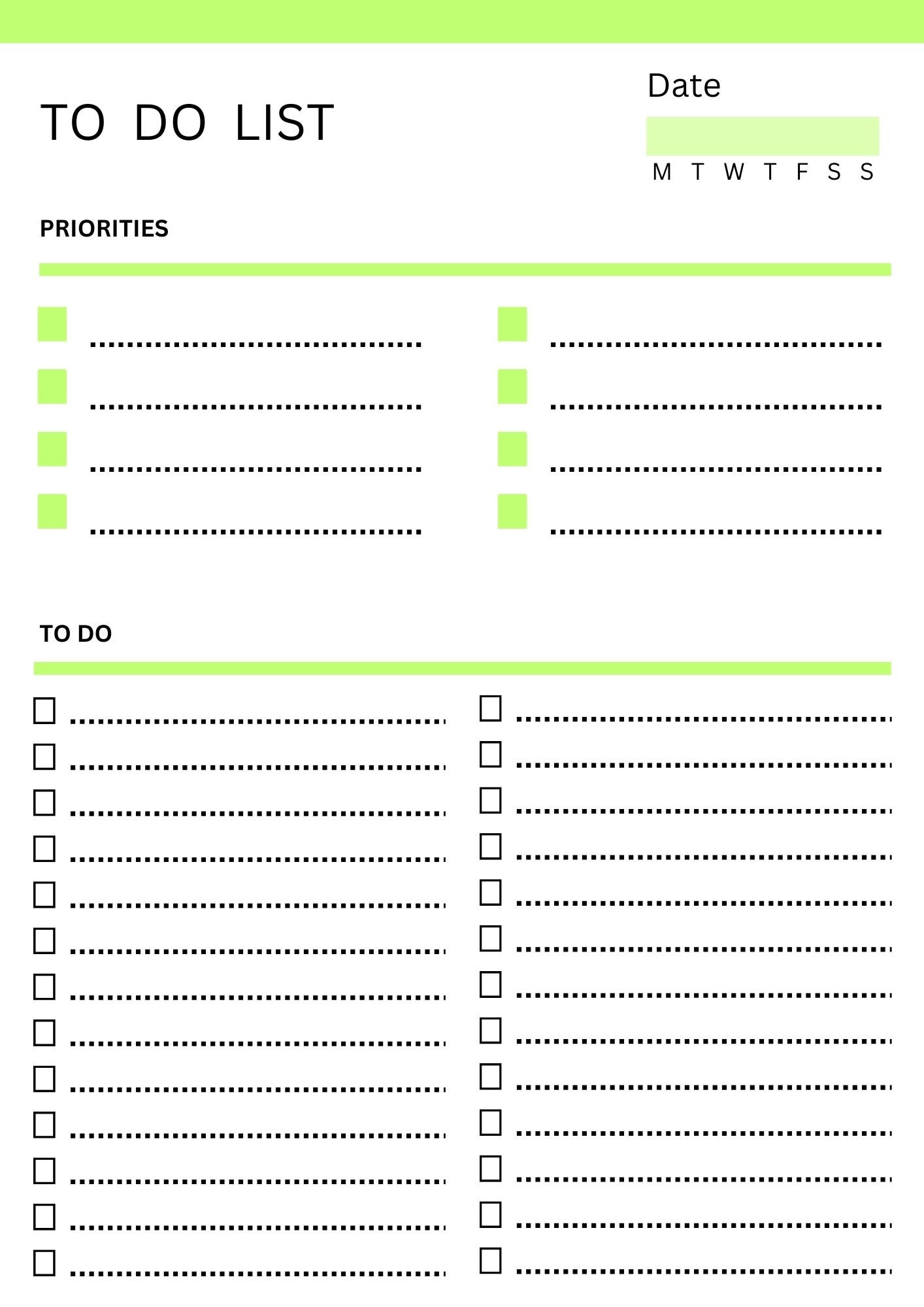 To Do List Template, Colorful Printable to Do List, Minimal to Do List ...