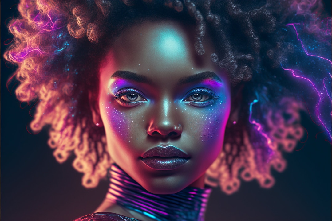 AFRICAN CYBERPUNK GIRL African Art Digital Download Afro Woman Tshirt ...