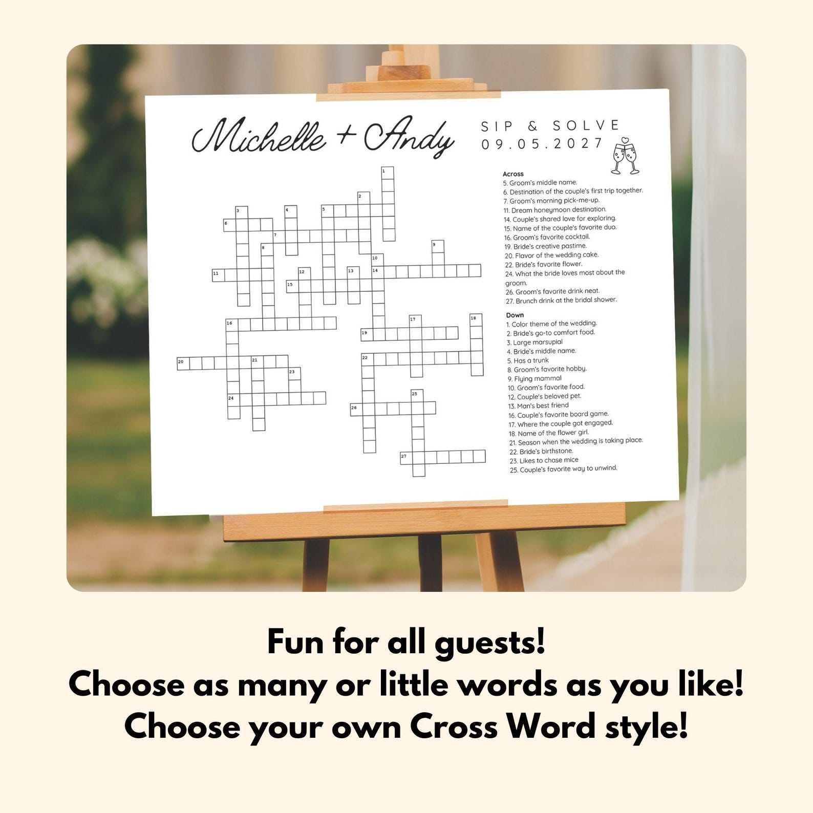 Fully Custom Sip and Solve Wedding Crossword Puzzle Sip and Solve ...
