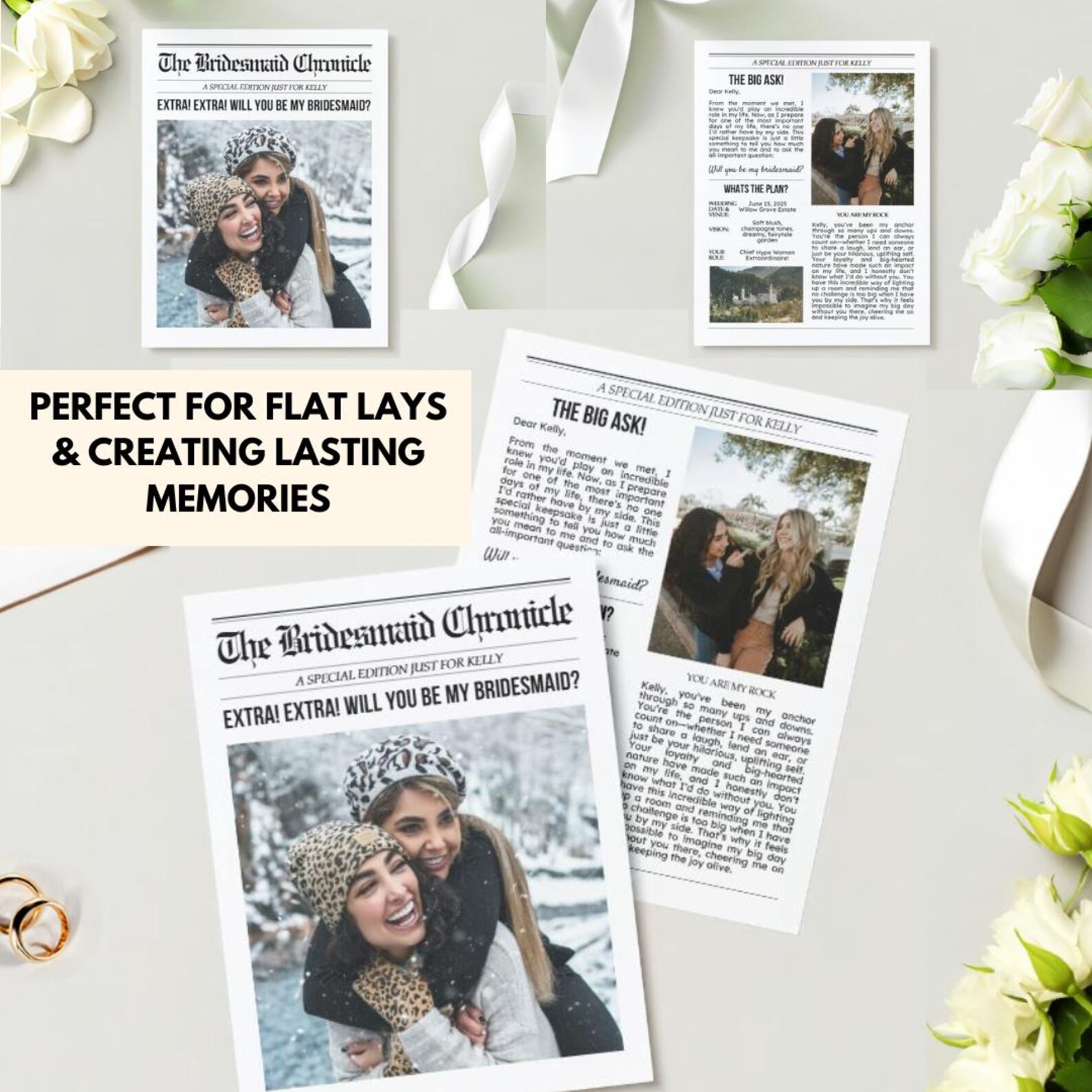 The Bridemaid Chronicle Wedding Newspaper Template Custom Newspaper ...