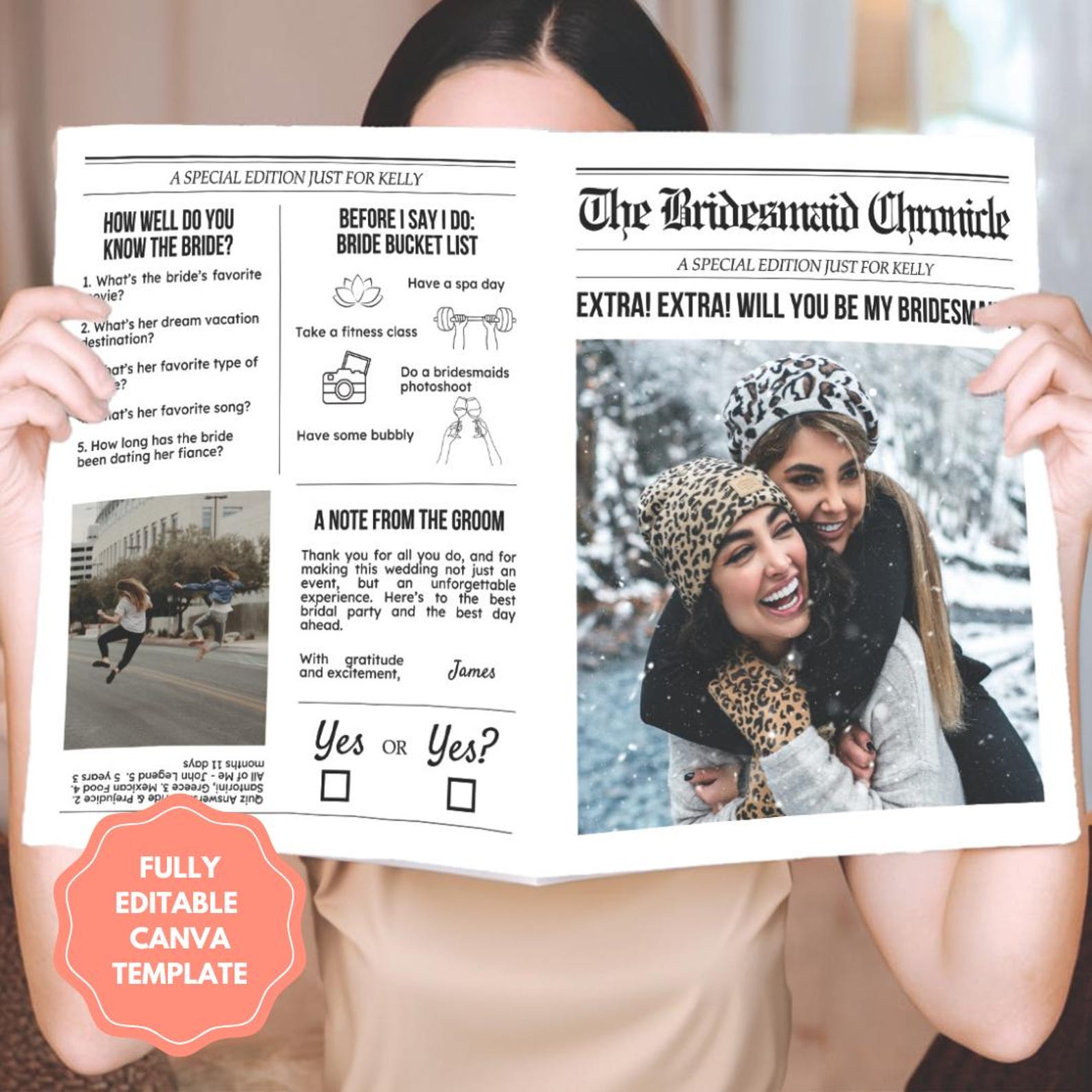 The Bridemaid Chronicle Wedding Newspaper Template Custom Newspaper ...