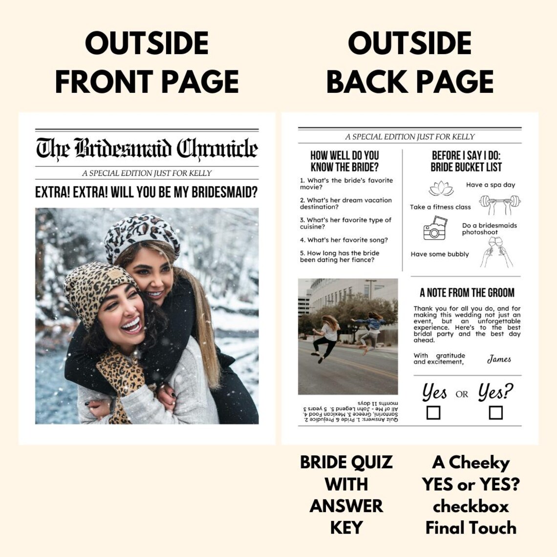 The Bridemaid Chronicle Wedding Newspaper Template Custom Newspaper ...