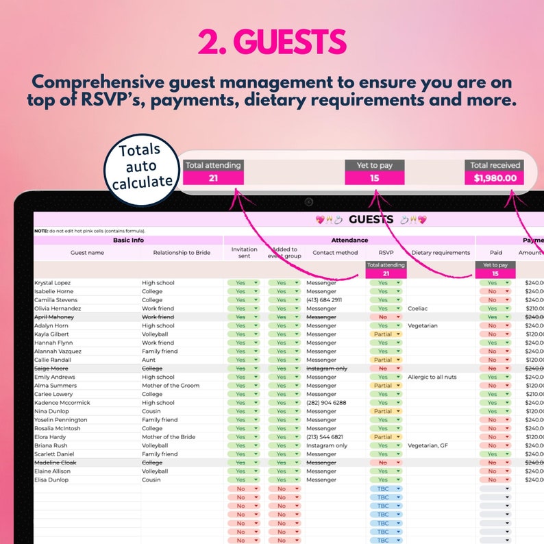 Instant Download Hen's & Bachelorette Party Planner | Google Sheets and ...