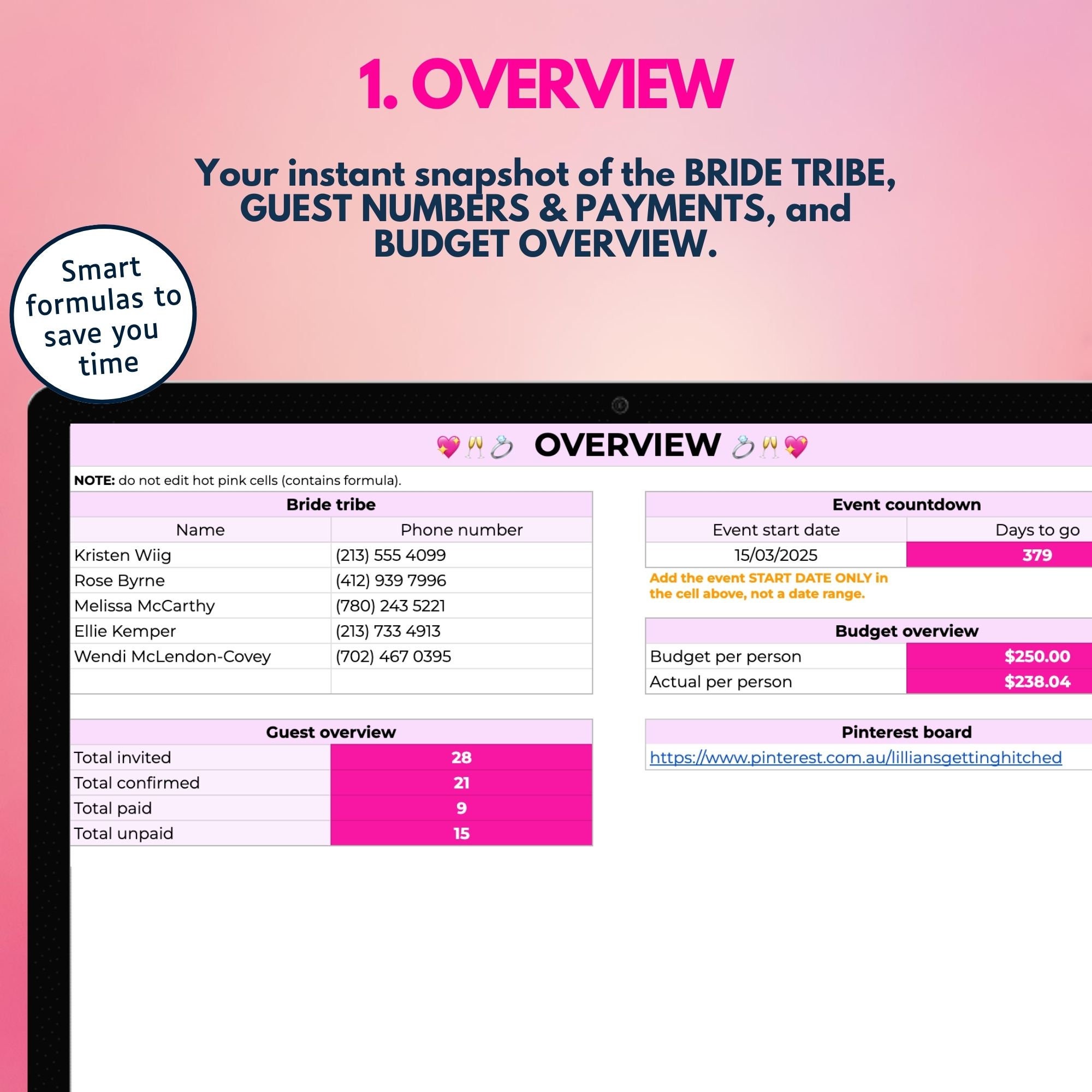 Instant Download Hen's & Bachelorette Party Planner | Google Sheets and ...