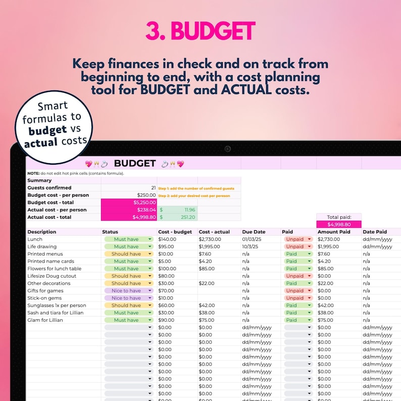 Instant Download Hen's & Bachelorette Party Planner | Google Sheets and ...