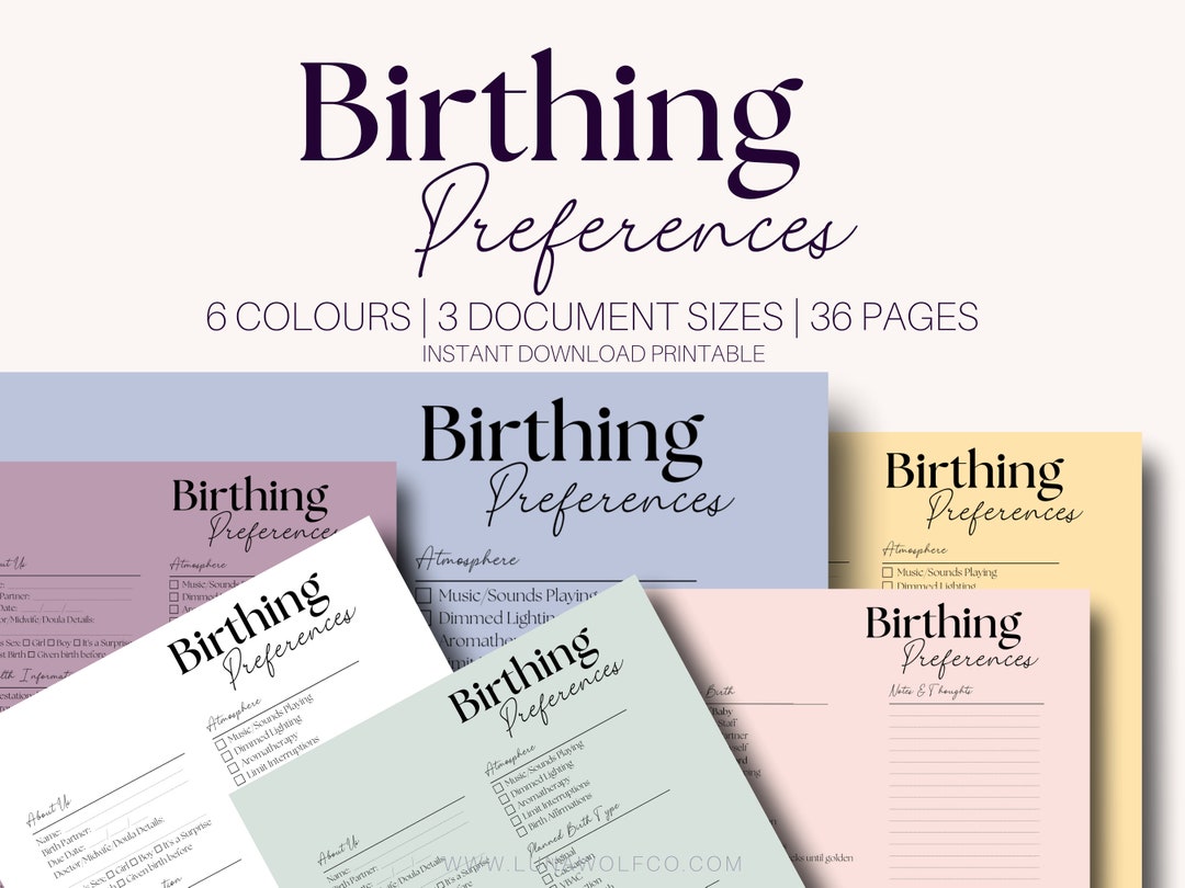 Birthing Preferences Printable, Birth Labor Delivery Plan, Labour ...