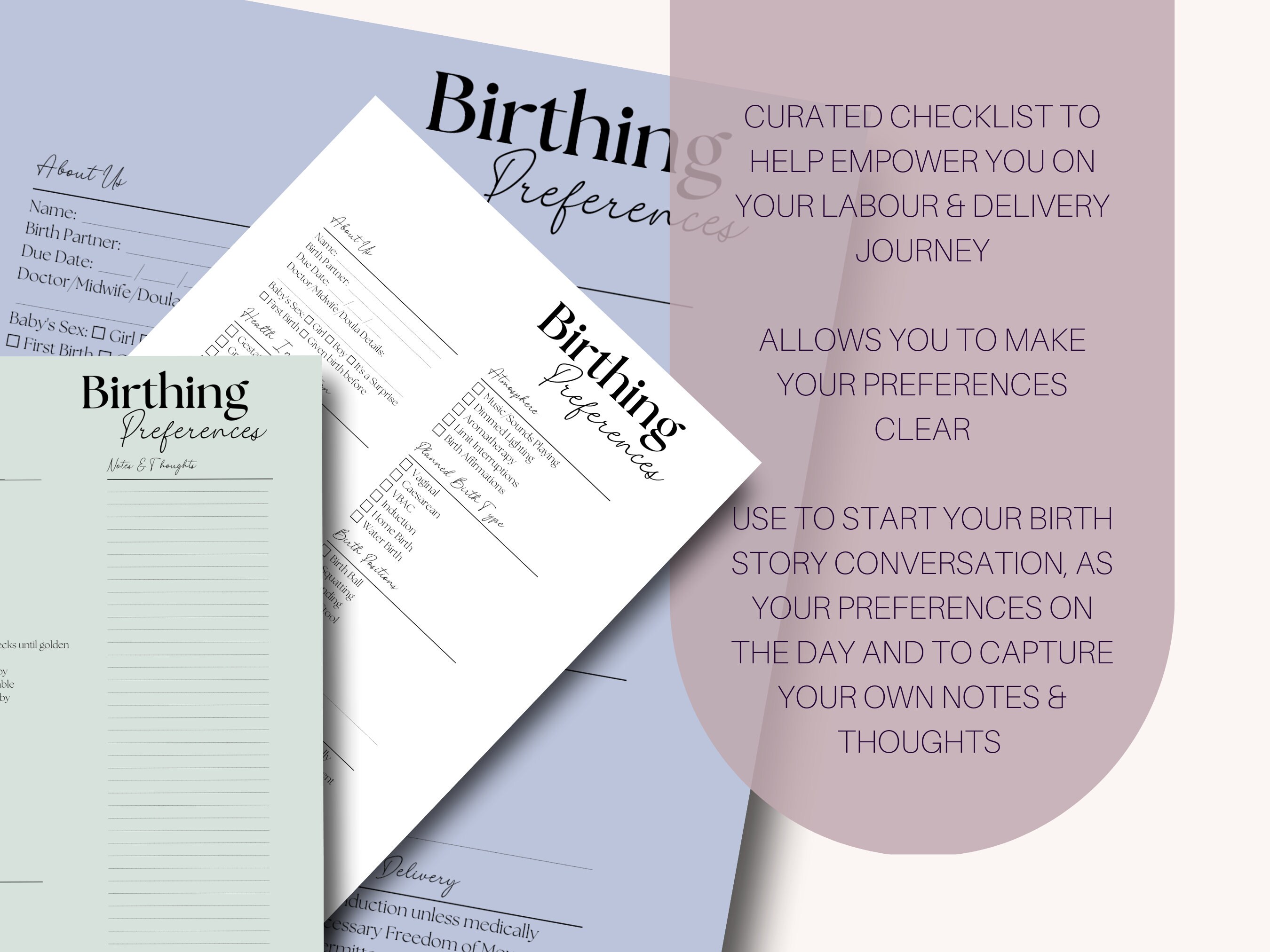 Birthing Preferences Printable, Birth Labor Delivery Plan, Labour ...