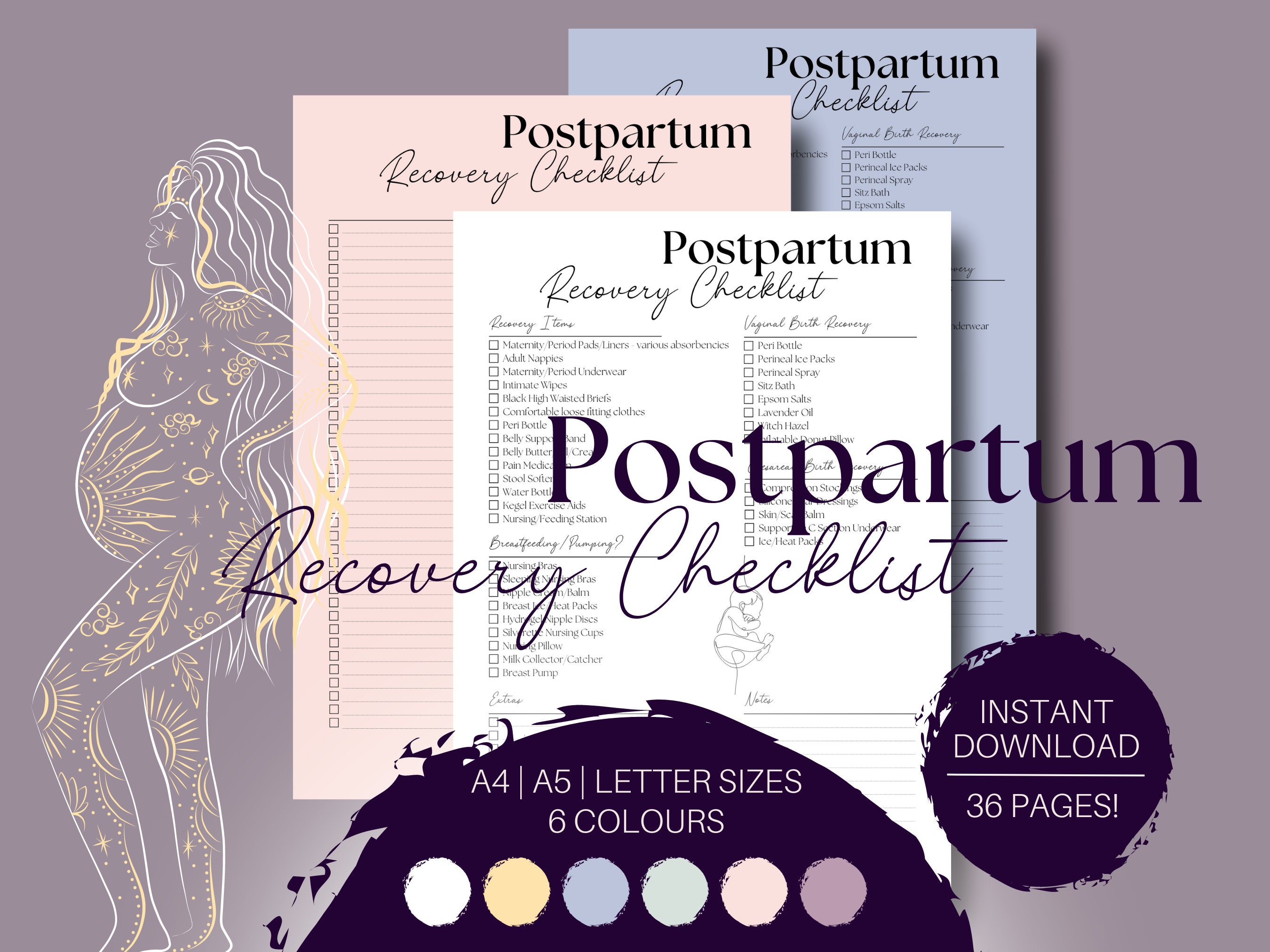 Postpartum Recovery Checklist Printable Minimalist Instant - Etsy Australia