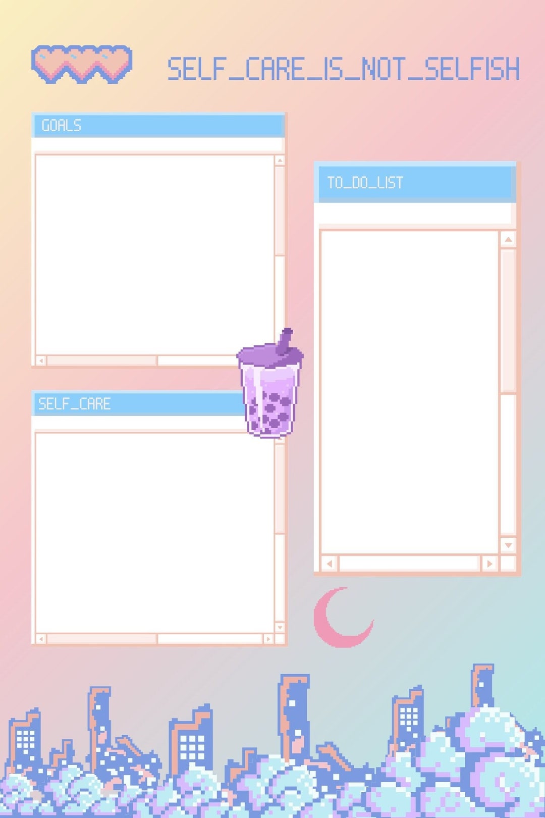 DIGITAL DAILY PLANNER, Printable Daily Planner, Pixel Theme, That Girl ...