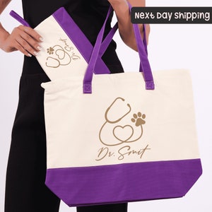Veterinary Canvas Tote Bag, Personalized Vet Tote Bag, Purramedic, Gift ...