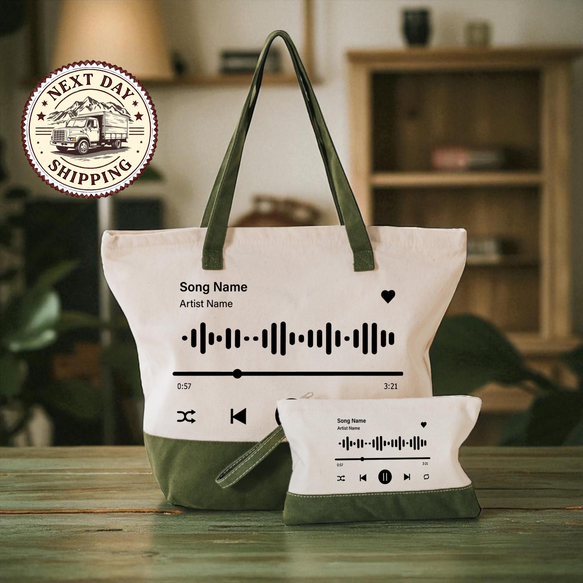 Custom Song Playlist Canvas Tote Bag, Personalized Music Tote, Custom ...
