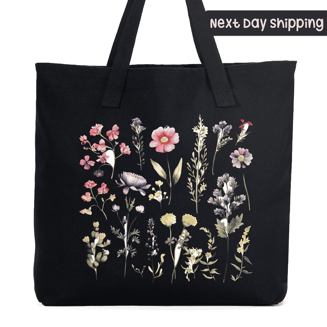 Wild Flowers Tote Bag, Wild Flowers Gift, Flower Lover Gift, Botanical ...