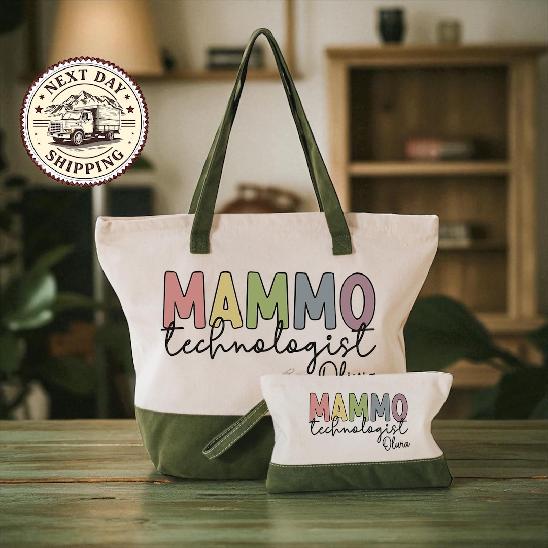 Custom Mammo Technologist Canvas Tote Bag, Mammography Tech Work Tote ...
