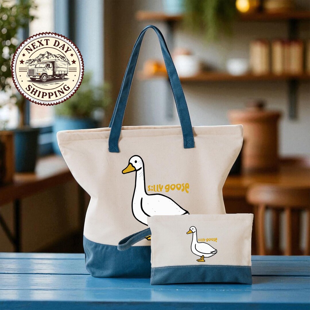 Silly Goose Canvas Tote Bag, Funny Animal Lover Tote, Quirky Gift Bag ...