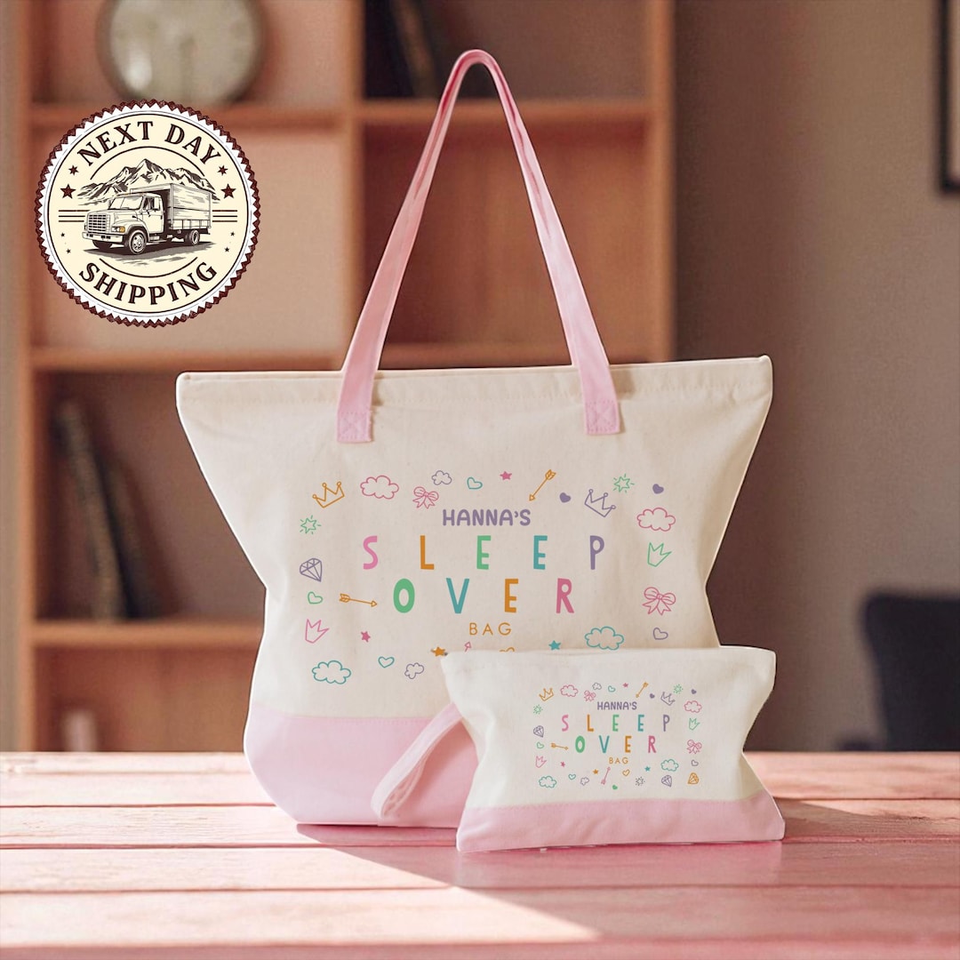 Custom Sleepover Tote Bag, Slumber Party Essentials Tote, Girls Night ...
