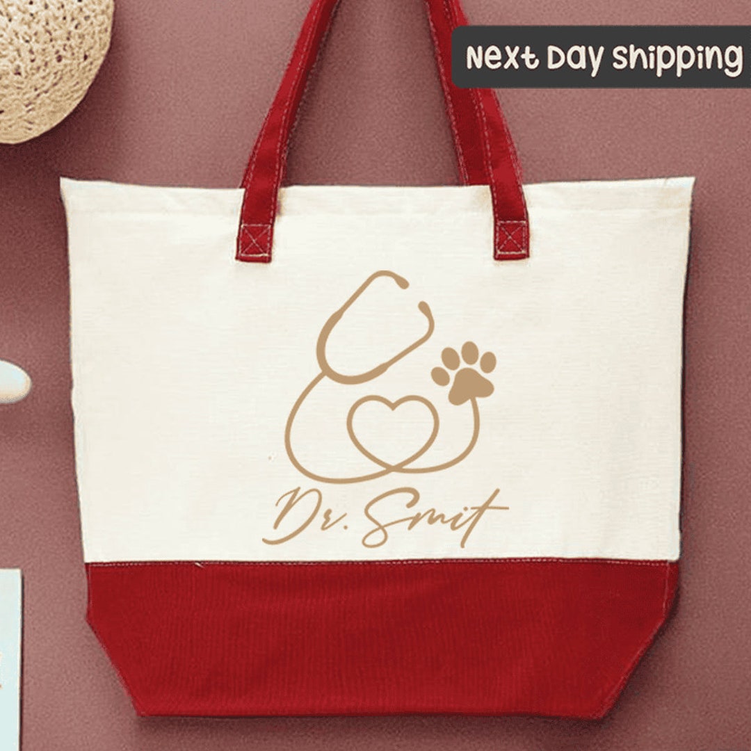 Veterinary Canvas Tote Bag, Personalized Vet Tote Bag, Purramedic, Gift ...
