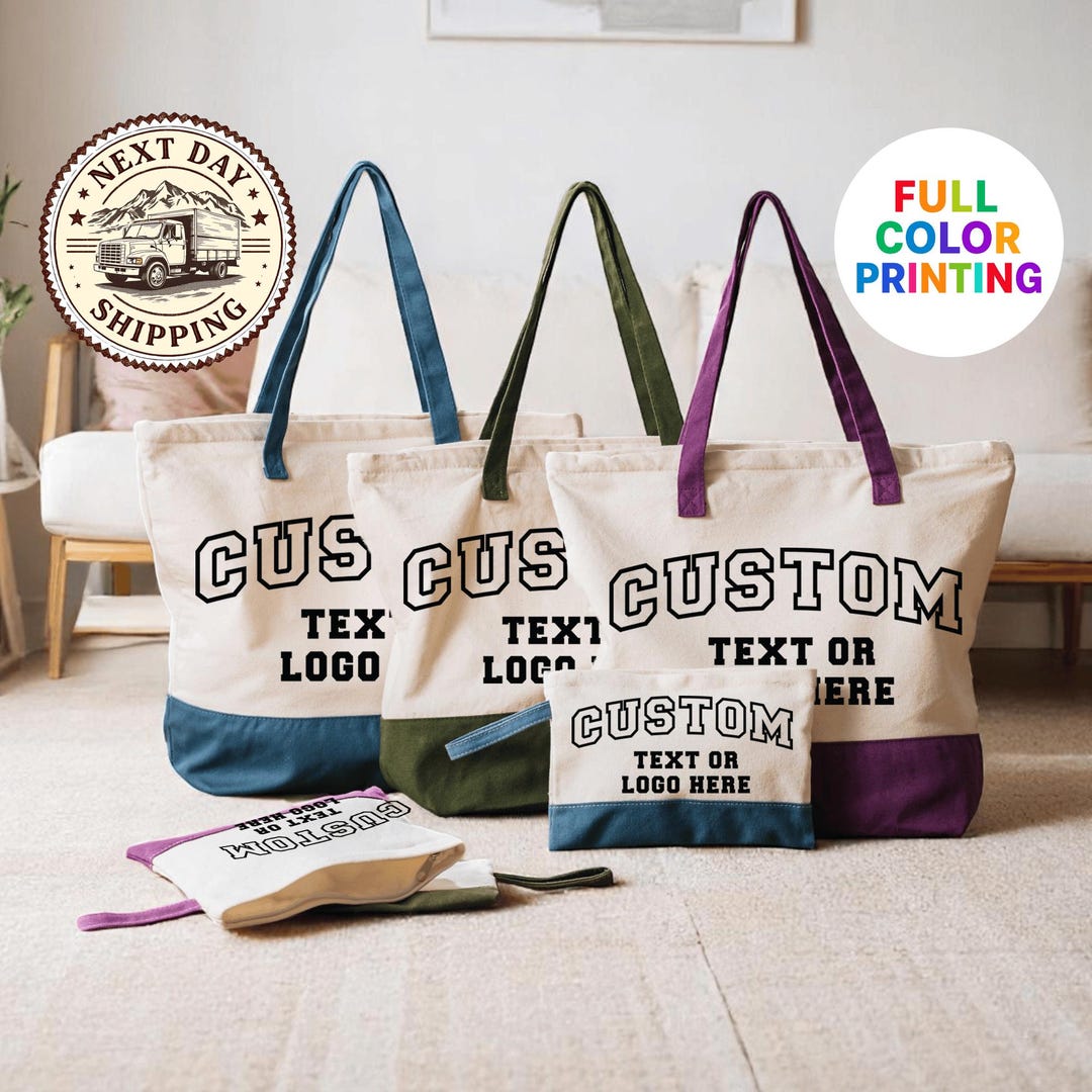 Custom Text Tote Bag, Personalized Logo, Photo Shopping Bag, Your ...