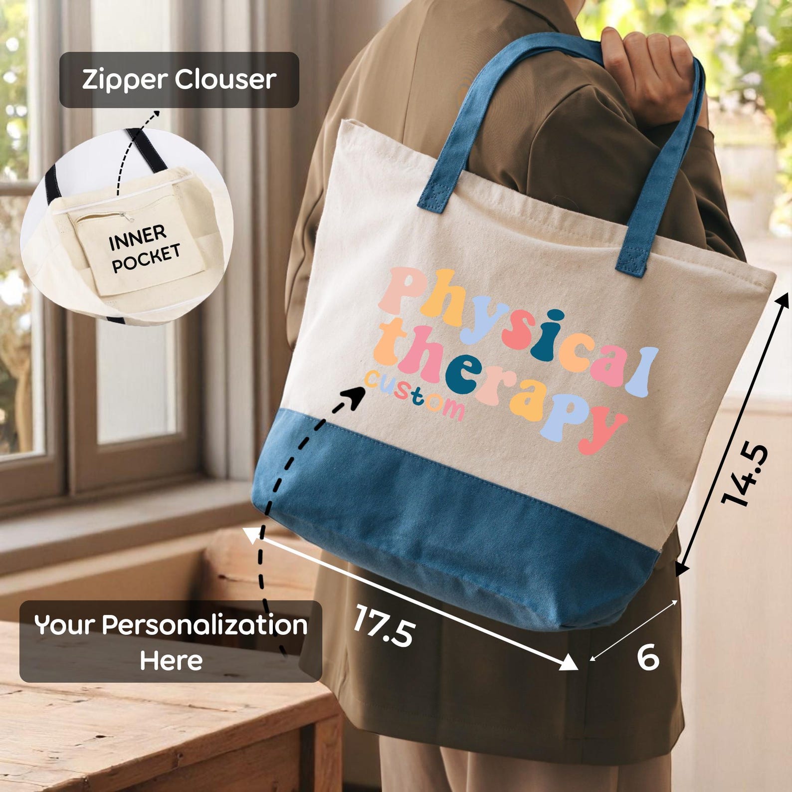 Custom Physical Therapy Tote Bag, Physical Therapist Gift, Cute PT Grad ...