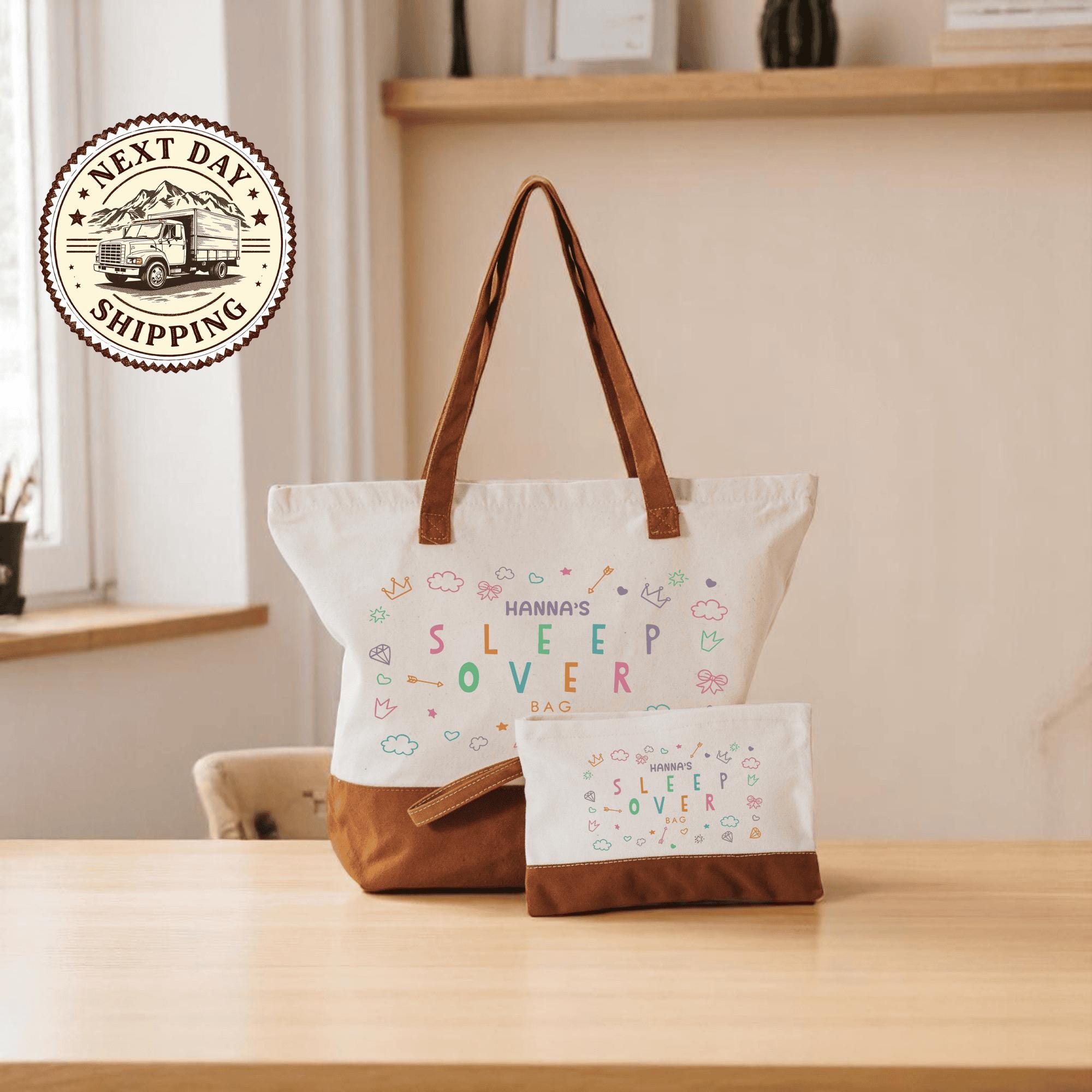 Custom Sleepover Tote Bag, Slumber Party Essentials Tote, Girls Night ...