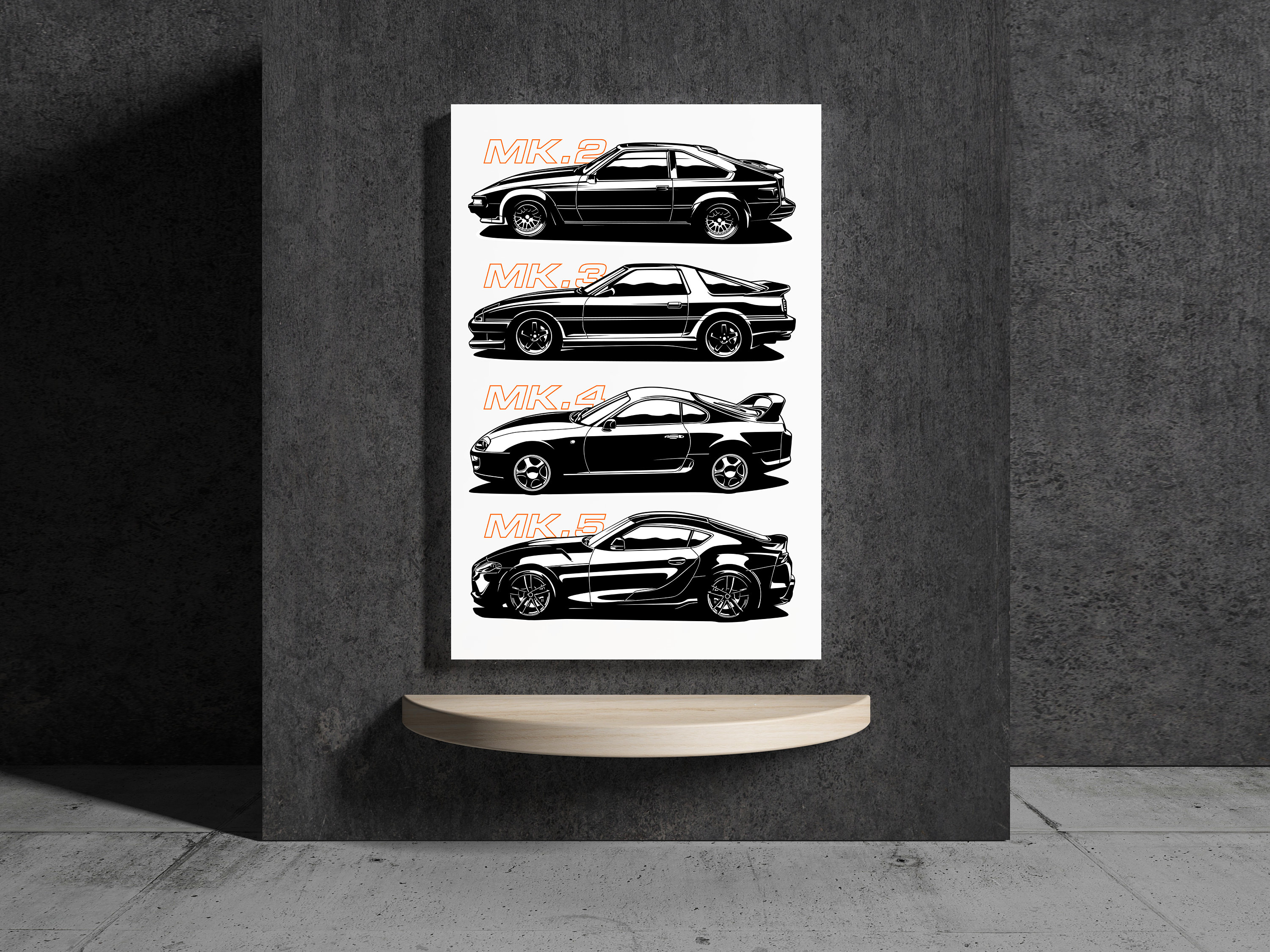 Toyota Supra Legacy JDM Anime Style Posters Illustration Prints Wall ...