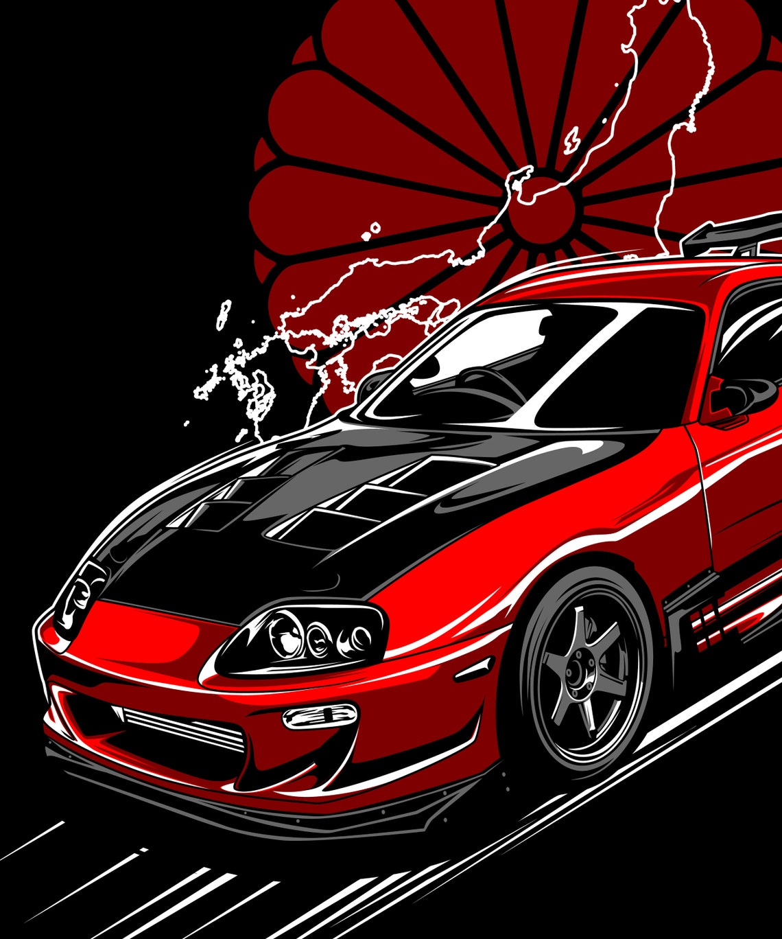 Toyota Supra MK4 JDM Digital Posters Illustration Prints Wall Art Kids ...